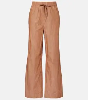 Varley Rowan Pinstripe Cotton Straight Pants - Brown