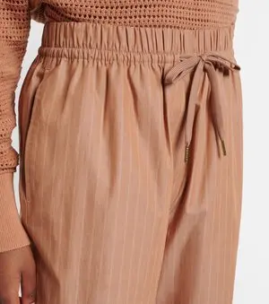 Varley Rowan Pinstripe Cotton Straight Pants - Brown