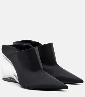 Alaïa Invisible Convertible Satin Wedge Mules - Black