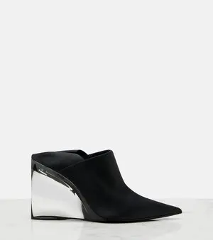 Alaïa Invisible Convertible Satin Wedge Mules - Black
