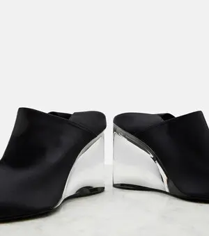 Alaïa Invisible Convertible Satin Wedge Mules - Black