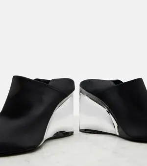 Alaïa Invisible Convertible Satin Wedge Mules - Black