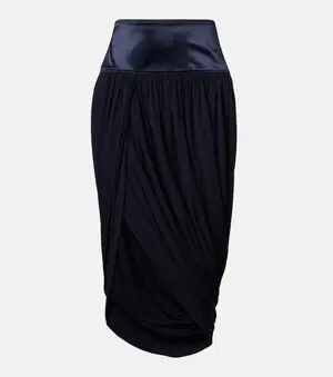 FERRAGAMO Draped Asymmetric Midi Skirt - Blue