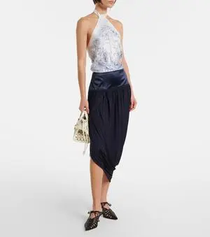 FERRAGAMO Draped Asymmetric Midi Skirt