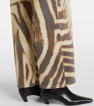 7 For All Mankind Stovepipe Zebra-print Straight Jeans