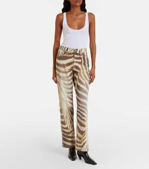 7 For All Mankind Stovepipe Zebra-print Straight Jeans