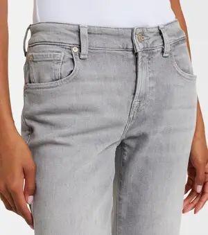 7 For All Mankind Calie Cropped Straight Jeans In Silver Wash