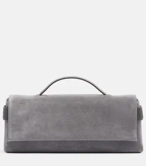 Brunello Cucinelli Monili Suede Top Handle Bag - Grey