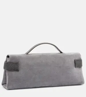 Brunello Cucinelli Monili Suede Top Handle Bag - Grey