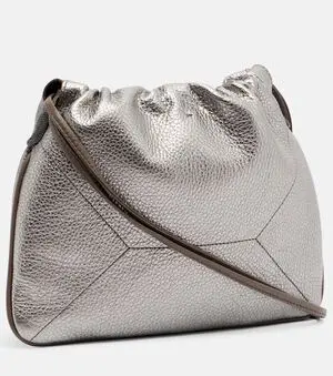 Brunello Cucinelli Monili Small Metallic Leather Crossbody Bag