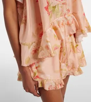 Zimmermann Roselight Floral Ruffled Silk Camisole - Pink