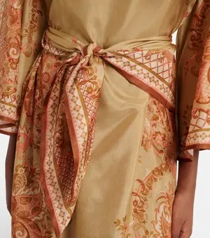 Zimmermann Belted Printed Silk Midi Dress - Multicoloured