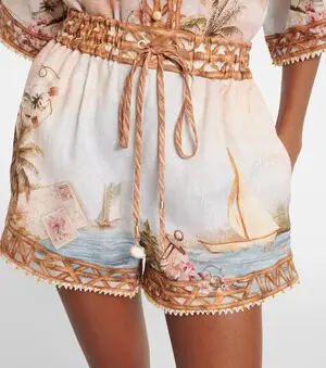 Zimmermann Mahon Printed Linen Shorts