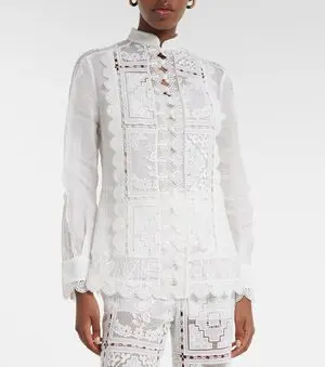 Zimmermann Floral Lace Ramie Shirt