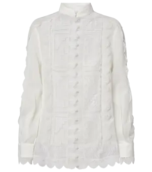 Zimmermann Floral Lace Ramie Shirt - White