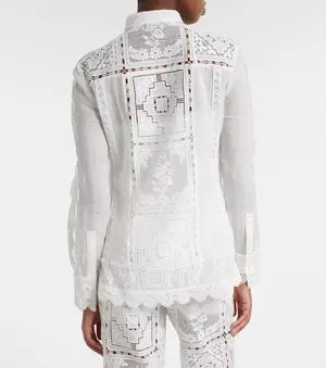Zimmermann Floral Lace Ramie Shirt - White