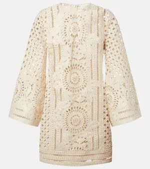 Zimmermann Indra Broderie Anglaise Cotton Mini Dress - Beige