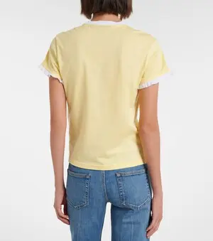 Gucci Logo Cotton Jersey T-shirt With Ruffled Details - Yellow