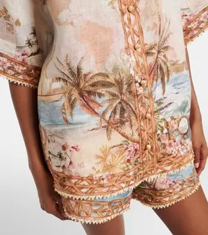 Zimmermann Mahon Printed Linen Bowling Shirt - Multicoloured