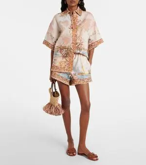 Zimmermann Mahon Printed Linen Bowling Shirt - Multicoloured