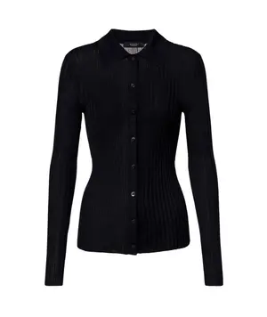 Gucci Ribbed Knit Cardigan - Black