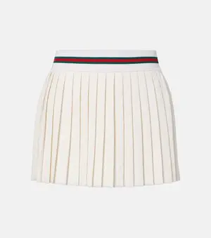 Gucci Gg Jacquard Pleated Miniskirt - White