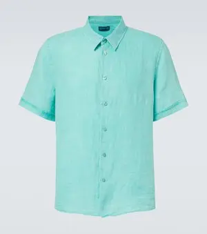 Vilebrequin Courbis Linen Bowling Shirt - Blue