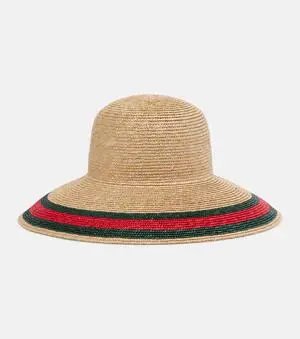 Gucci Web Stripe Woven Sun Hat - Beige