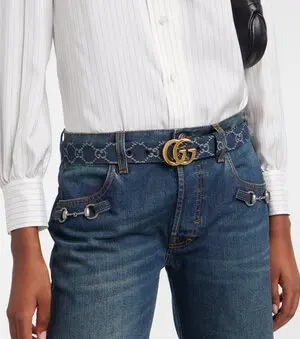 Gucci Gg Marmont Denim Belt - Blue