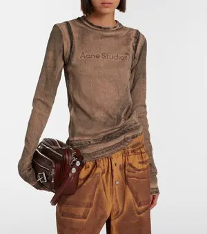Acne Studios Printed Cotton-blend T-shirt - Brown