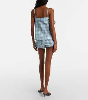 Acne Studios Checked Cotton Shorts - Blue