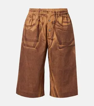 Acne Studios Printed Cotton Bermuda Shorts - Brown