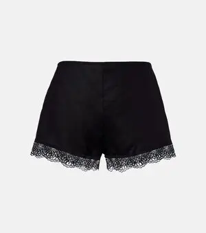 Staud Von Lace-trimmed Linen Shorts - Black