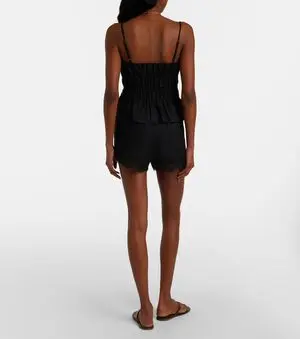 Staud Von Lace-trimmed Linen Shorts - Black