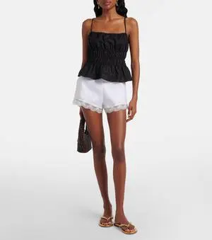 Staud Von Lace-trimmed Linen Shorts - White