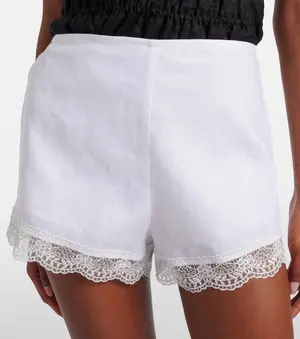 Staud Von Lace-trimmed Linen Shorts - White
