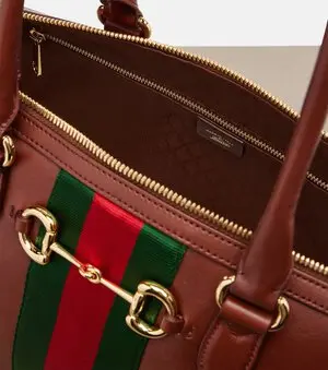 Gucci Large Leather Bowling Bag - Brown