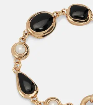 Saint Laurent Cassandre Embellished Chain Bracelet - Black