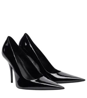 Balenciaga Pointed Toe Patent Leather Pumps - Black