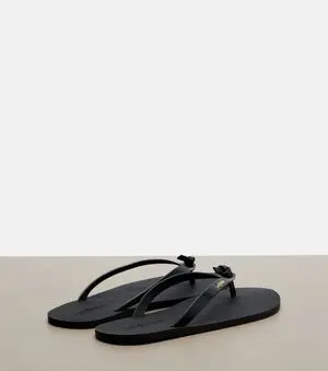 Saint Laurent Leather Thong Sandals - Black
