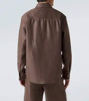 GOD'S TRUE CASHMERE Linen Shirt With Orange Sunstone
