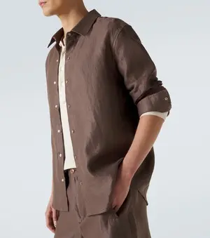 GOD'S TRUE CASHMERE Linen Shirt With Orange Sunstone
