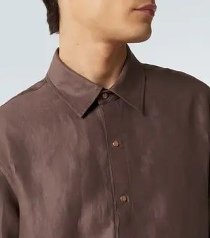 GOD'S TRUE CASHMERE Linen Shirt With Orange Sunstone