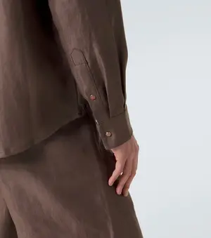 GOD'S TRUE CASHMERE Linen Shirt With Orange Sunstone