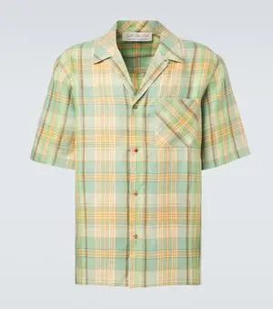 GOD'S TRUE CASHMERE Plaid Linen Shirt With Carnelian - Green