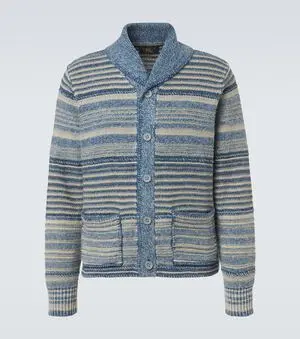 Ralph Lauren Striped Cotton And Linen Shawl Collar Cardigan