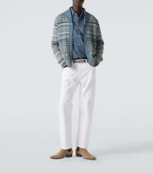 Ralph Lauren Striped Cotton And Linen Shawl Collar Cardigan