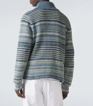 Ralph Lauren Striped Cotton And Linen Shawl Collar Cardigan