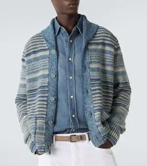 Ralph Lauren Striped Cotton And Linen Shawl Collar Cardigan