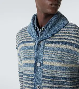 Ralph Lauren Striped Cotton And Linen Shawl Collar Cardigan